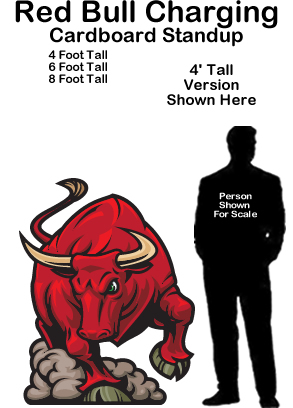 Red Bull Charging Cardboard Cutout Standup Prop - Dino Rentos Studios, INC.