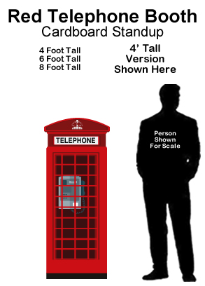 Red Telephone Booth Cardboard Cutout Standup Prop - Dino Rentos Studios ...